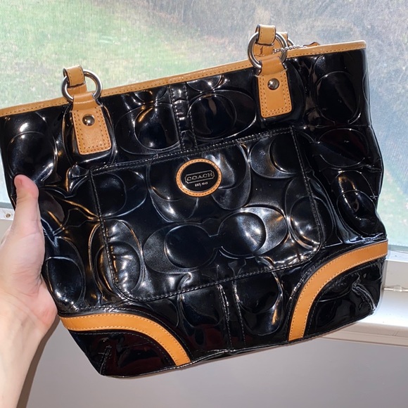 Coach | Bags | Coach Black Vinyl Purse | Poshmark